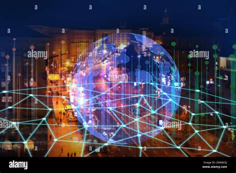Global Communication Technology Concept World Globe And Network