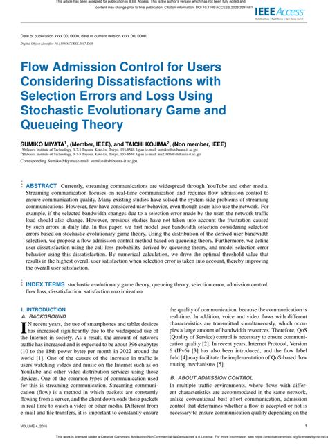 Pdf Flow Admission Control For Users Considering Dissatisfactions