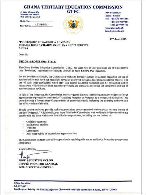 Gtec To Dua Agyeman Provide Proof Of Promotion Or Stop Using