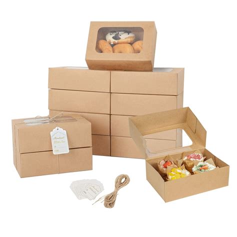 Yektfs 24 Pcs Cookie Boxes With Window For Paper T Giving Brown