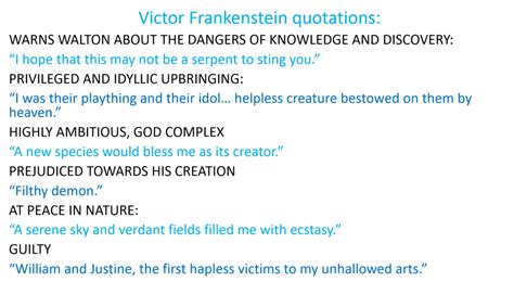 Frankenstein Last Minute Tips And Prompts Miss Ryans Gcse English