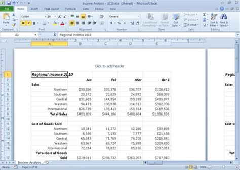 Working In Excel 2010s Page Layout View Dummies