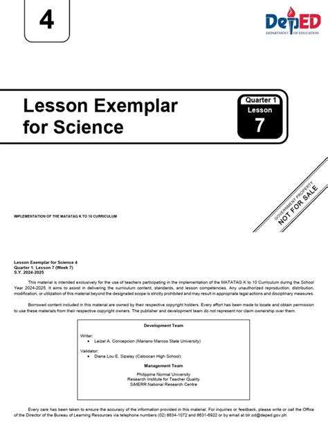 Q1 Le Science4 Lesson7 Week 7 Pdf Science Learning