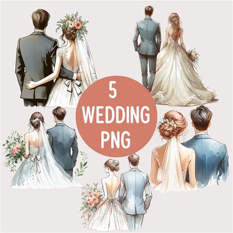 Wedding Clipart Minimalist Wedding Png Watercolor Wedding Clipart Set Includes Bride And Groom