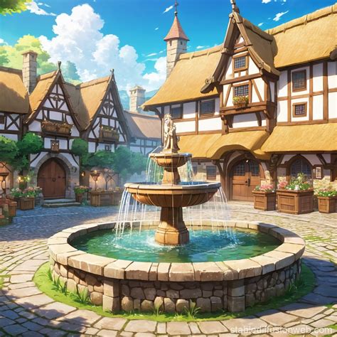Medieval Town Square Scene Stable Diffusion Online