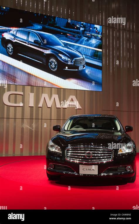 April 25 2012 Yokohama Japan Nissans New Cima Car Is Shown On