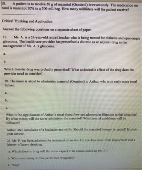 18 A Patient Is To Receive 30 G Of Mannitol Osmitrol Intravenously