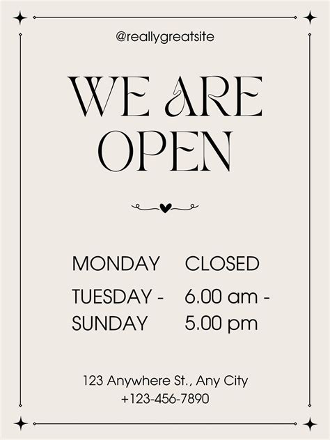 Beige Aesthetic Open Sign Template