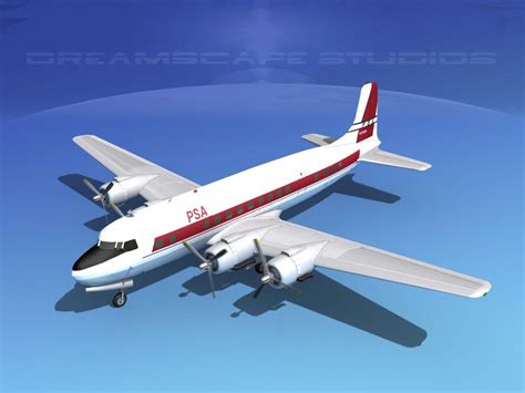 Douglas Dc 6 Psa 3d Model 89 3ds Unknown Dwg Dxf Lwo Max Stl