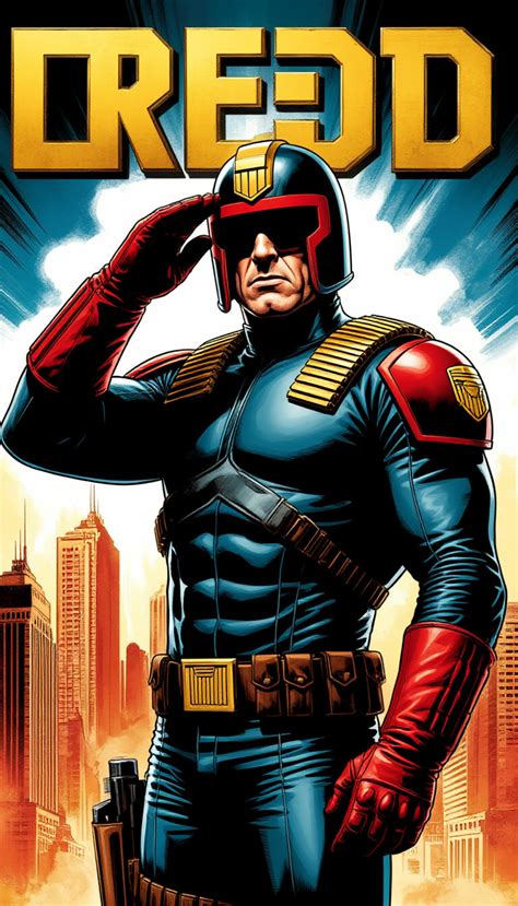 Illustration Judge Dredd Sylvester Stallone Stands Sideways