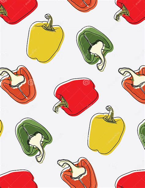 Illustrated Bell Pepper Pattern Stock Vector Illustration Of Great