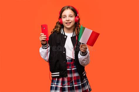Girl Holds Small Flag Italy Stock Image Image Of Immigration White