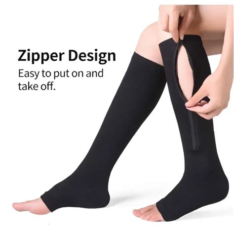 2pcs Medical Compression Stock With Zipper For Varicose Veins Graduated