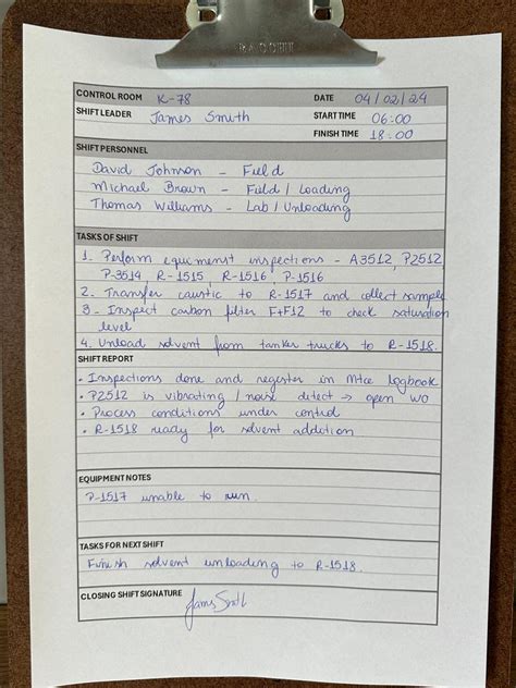 Shift Logbook In Industry How To Create An Efficient One