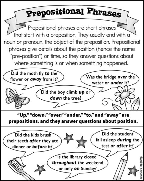 Prepositional Phrases Reference Poster Workbook