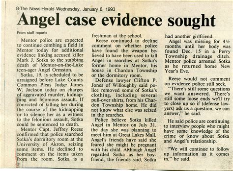 The News Herald Blogs N H Media Lab And Archive Remembering Angel Ormston As Her Killer Is Up