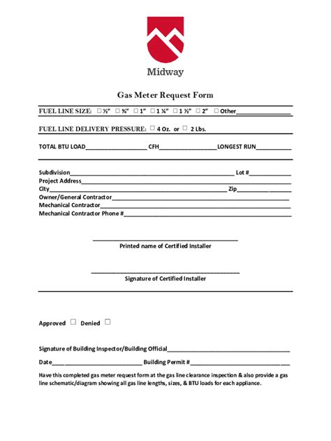 Fillable Online Gas Meter Request Form Fax Email Print Pdffiller