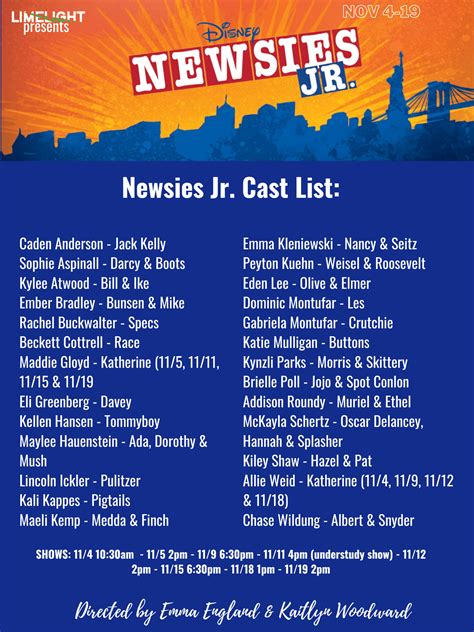 Phx Stages Disneys Newsies Jr Limelight Performing Arts November
