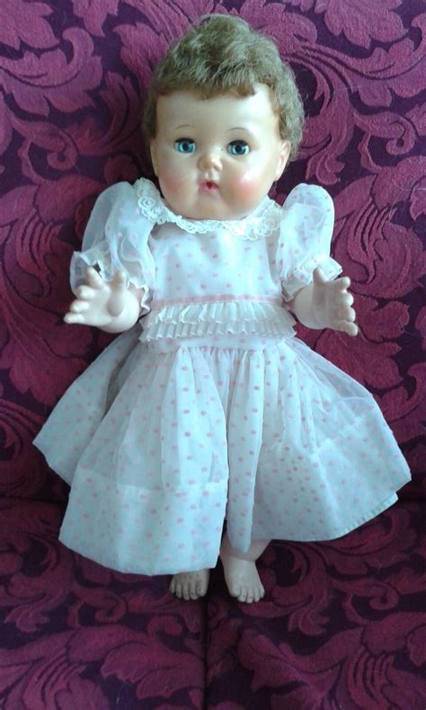 1958 Tiny Tears Doll 16 Good Condition With Original 20 Cradle And
