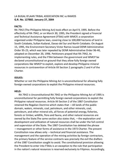 340472250 La Bugal B Laan Tribal Assoc Inc Vs Ramos La Bugal Blaan Tribal Association Inc Vs