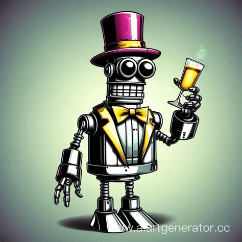 Futuristic Pimp Bender Robot In Cyberpunk Cityscape Ai Art Generator