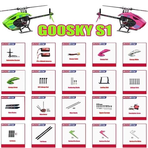 Goosky S1 Helicopter Parts Main Blade Linkage Rods Tail Boom Motor Lipo