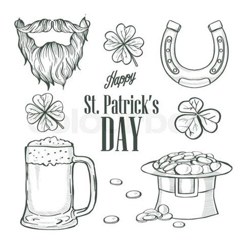 Sketch Set For Saint Patricks Day Hat Of A Leprechaun Glas Colourbox