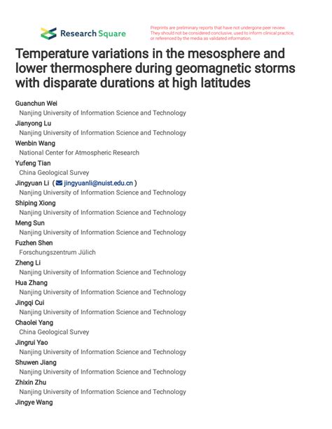 Pdf Temperature Variations In The Mesosphere And Lower Thermosphere