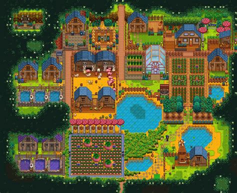 My Current Farm Layout 🌱 Stardew Valley Stardew Valley Layout Farm