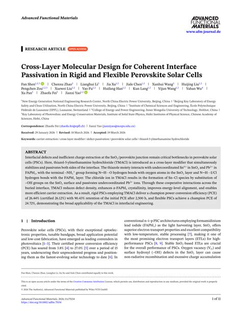 Pdf Cross‐layer Molecular Design For Coherent Interface Passivation