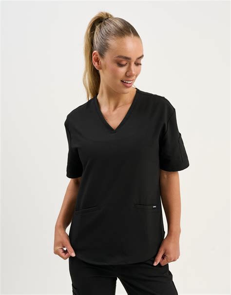 Aspire V Neck Scrub Top Black Airmed Scrubs