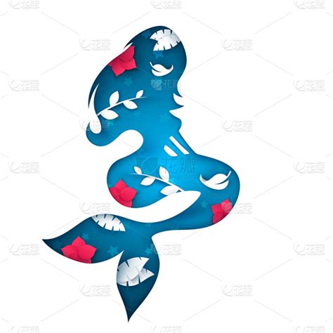 海洋美人鱼动画片可爱的夜晚白昼自然请柬太空