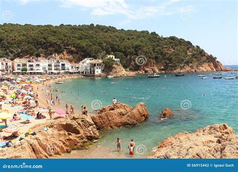 Main View Of Crowdy Beach Of Tamariu With Village In Background Costa