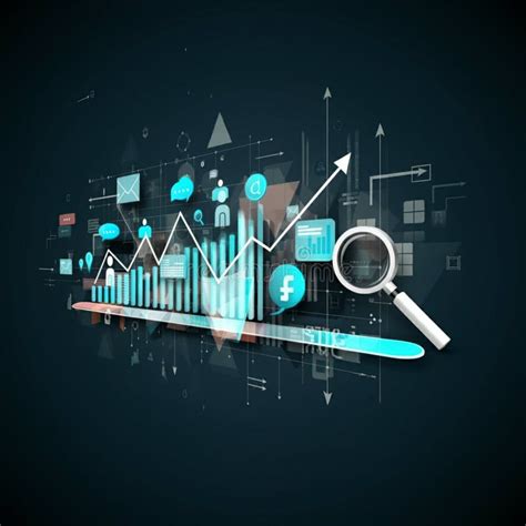 Digital Representation Featuring Various Data And Analytics Icons Including Graphs Stock