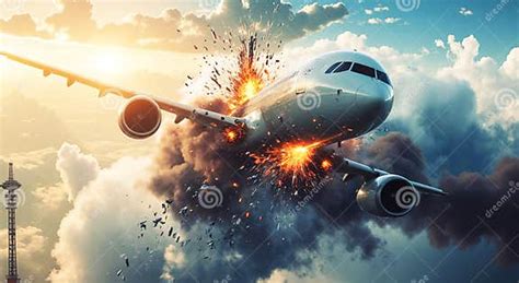 A Commercial Airplane Is Depicted In Mid Air Explosion Among Dramatic