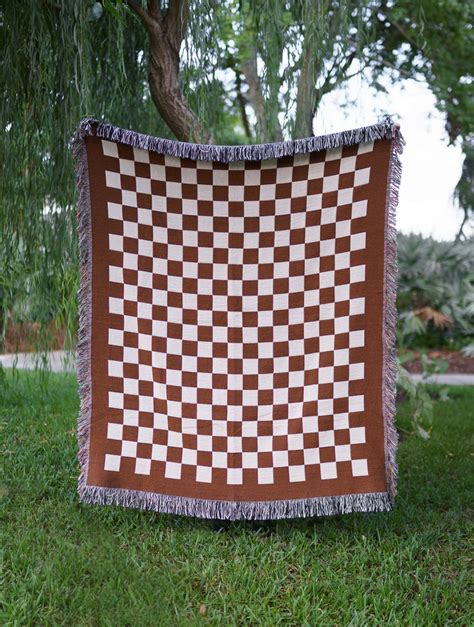 Checkered Print Cotton Woven Blanket Minimalist Home Decor Picnic