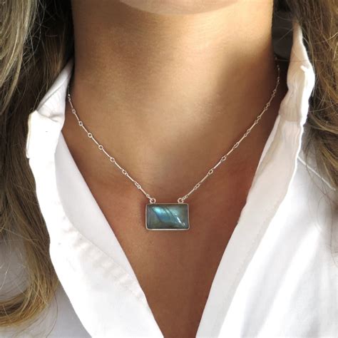 Gold Labradorite Necklace Gold Dainty Labradorite Pendant Gold Blue