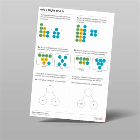 add 3 digits and 1s varied fluency resource classroom secrets