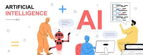 Artificial Intelligence Concept In Flat Cartoon Design For Web Banner