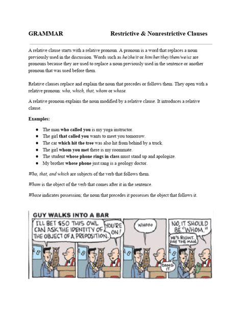 Restrictive Clauses Pdf Pronoun Clause