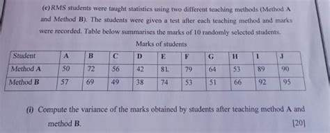 Solved C RMS Students Were Taught Statistics Using Two Chegg