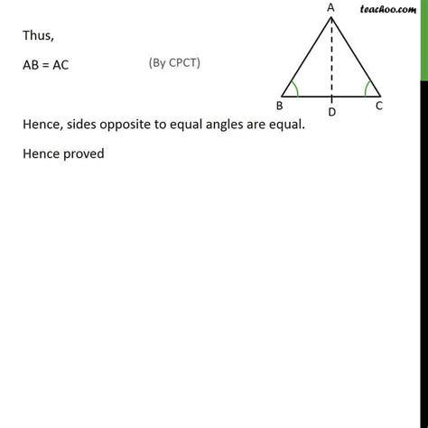 Theorem 73 Sides Opposite To Equal Angles Of A Triangle Are Equal