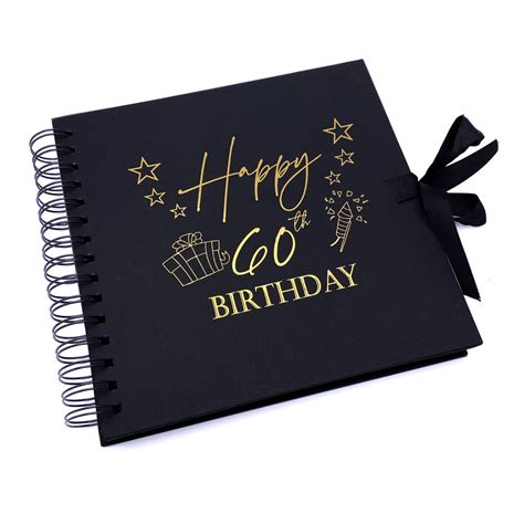 60th Birthday Black Scrapbook Photo Album With Gold Script Etsy