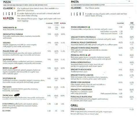 Prezzo Menu Menu For Prezzo Renfrew Glasgow Zomato Uk