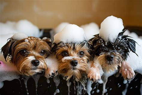 Download Ai Generated Bath Time Yorkies Royalty Free Stock Illustration