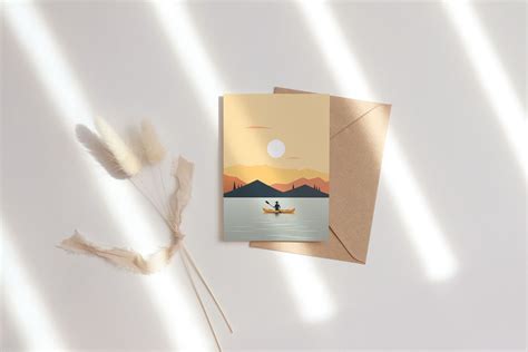 Minimalist Kayak Greetings And Birthday Card For Adventurers Etsy