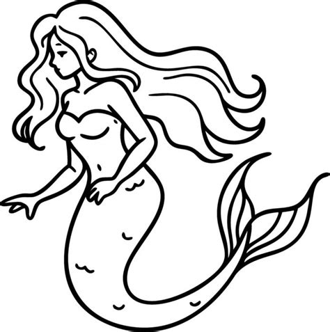 Mermaid Outline Vector Art Icons And Graphics For Free Download