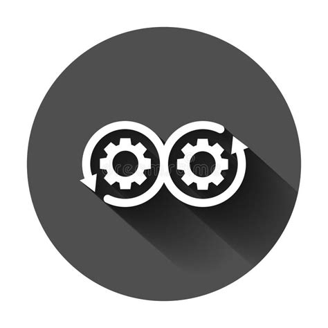 Development Icon In Flat Style Devops Vector Illustration On Black Round Background With Long