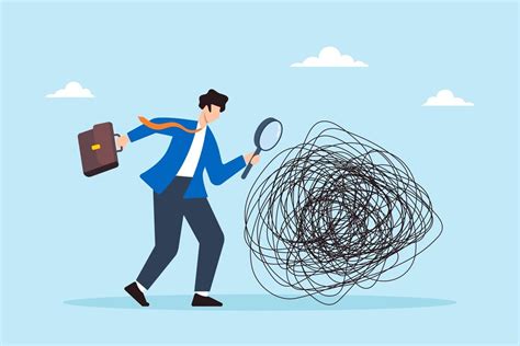 Premium Vector Flat Illustration Of Businessman Analyzes Mess Line With Magnifying Glass