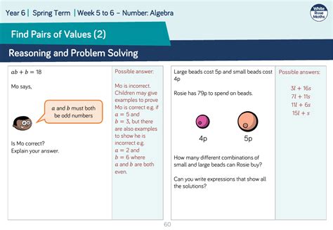find pairs of values 2 reasoning and problem solving maths year 6